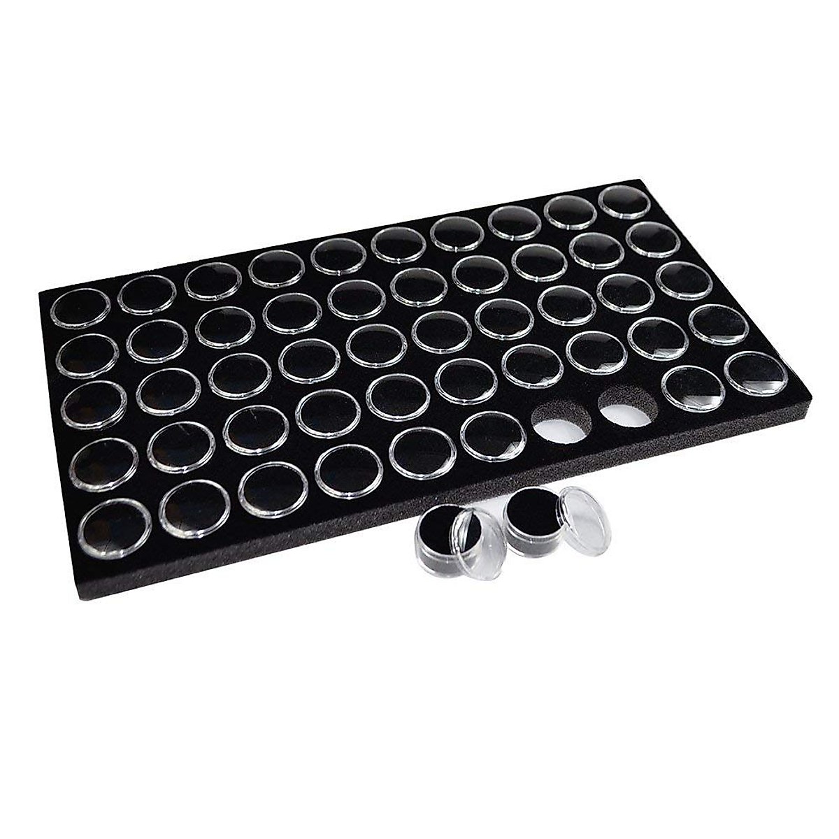 888 Display USA - 100 Black Foam Gem Jars Showcase with 2 pcs of Black Stackable Display Tray