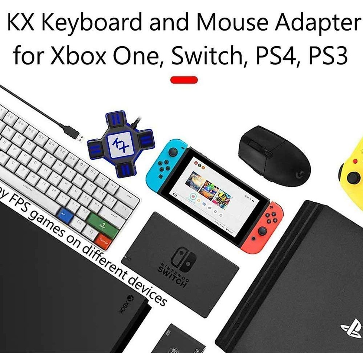 JZW-Shop Keyboard Mouse Converter for PS4/N-Switch/PS3/Xbox One, USB Mouse Keyboard Adapter Converter