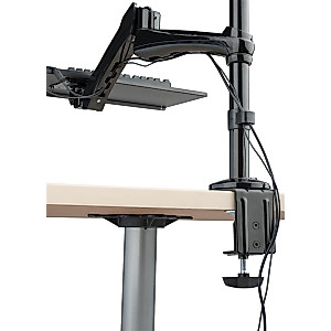 Displays2go Flat Screen Monitor Clamp System has Extendable Bracket, Steel, Aluminum – Black Finish (LMSSWDM2A)