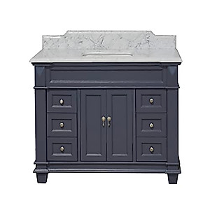 Elizabeth 48-inch Bathroom Vanity (Marine Gray/Carrara): Includes Marine Gray Cabinet with Authentic Italian Carrara Marble Countertop and White Ceramic Sink