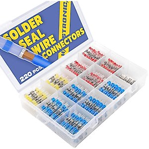 haisstronica 220PCS Solder Seal Wire Connectors-Waterproof Solder Wire Connectors-Heat Shrink Wire Connectors-Electrical Connectors Kit(20Yellow 40White 80Red 80Blue)
