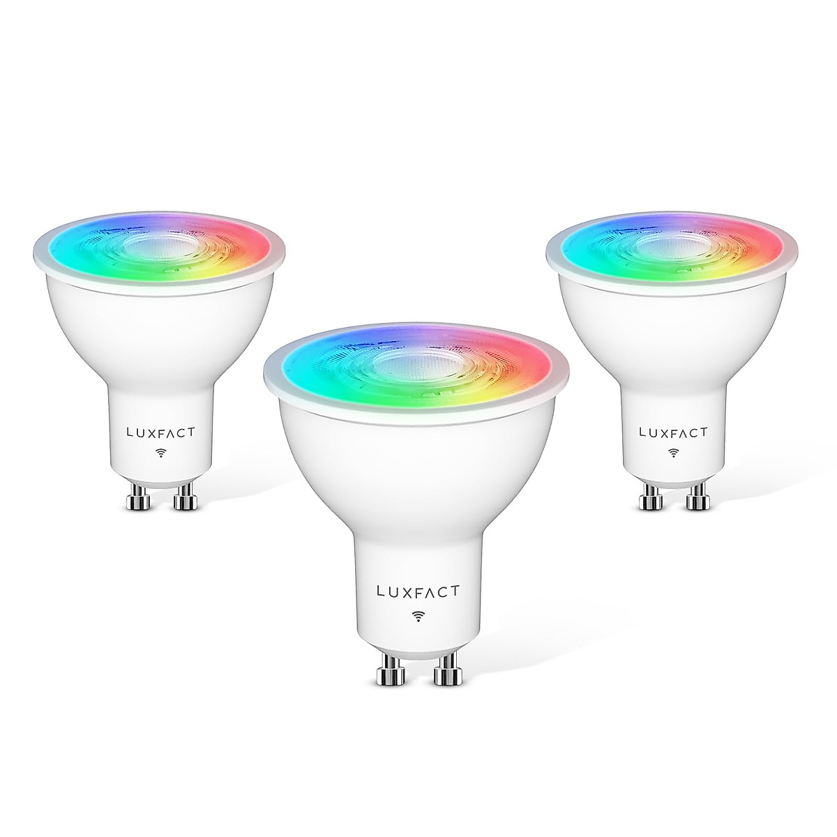 LUXFACT GU10 Smart LED Bulb - 5W (50W Equivalent) RGBCW Color Changing Bulb - Compatible with Alexa and Google Assistant – 420LM - Multicolor Music Sync GU10 LED Bulb 3 Pack