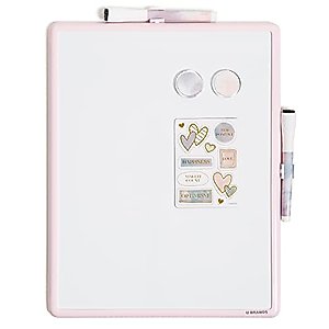 U Brands Contempo Dry Erase Board Set, Pink Soft Dye, Office Supplies, Includes Markers, Magnets, 11” x 14”, 15 Pieces