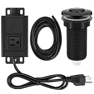 ROMECH Garbage Disposal Air Switch Kit, Sink Top Air Push Button for Waste Disposer, Safe for Wet Hands Food and Waste Disposals up to 2HP (Black)