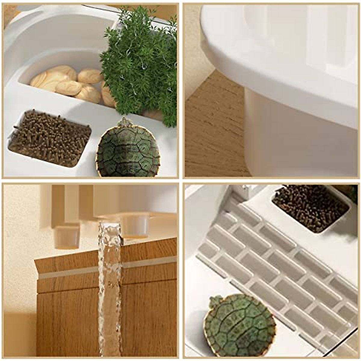 Hamiledyi Turtle Tank Aquarium Tortoise Terrarium with Basking Platform Reptile Habitat Multi-Functional Area Easy to Clean Change Water Prevent Escape for TurtlesHermit Crab Lizard