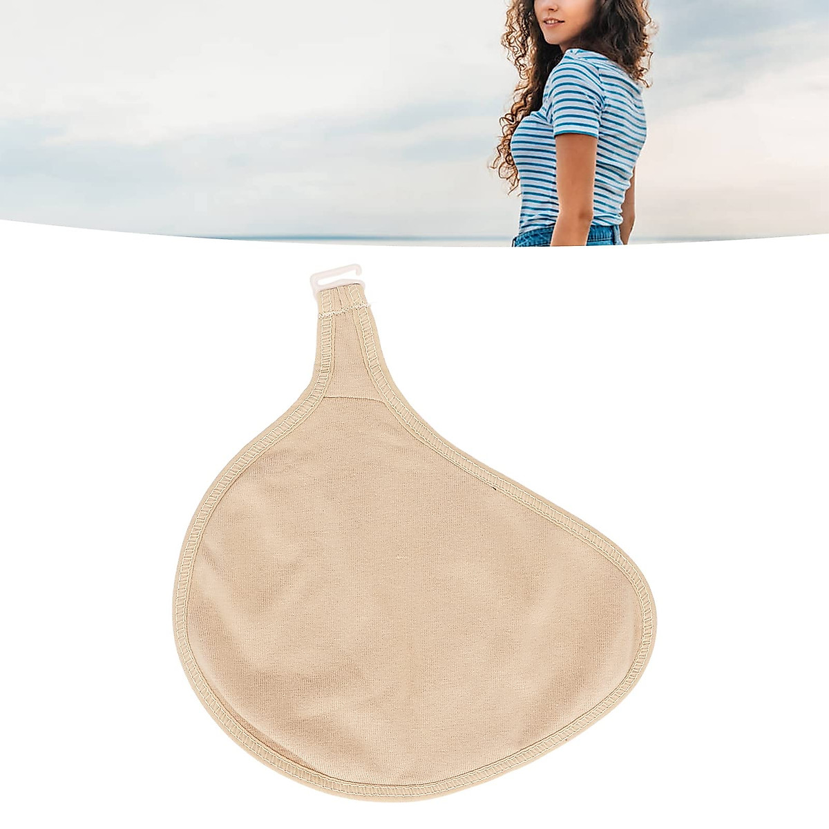 1pc Silicone Breast Forms Protective Cover, Hook Silicone Breast Protective Pockets Mastectomy Prosthesis Cover Bag - Cotton (Left)
