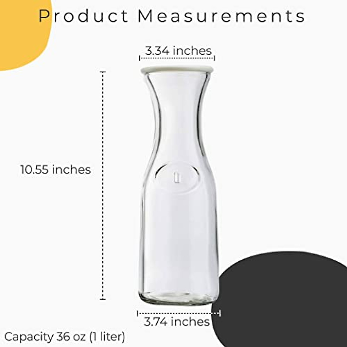 Xabono Glass Juice Bottles 3 Pack Juice Bottles 1 Liter (36 oz) Glass Milk Bottle with Lid for Mimosa Bar Juice Containers with Lids for Fridge 6 Lids Glass Carafe Clear Water Carafe