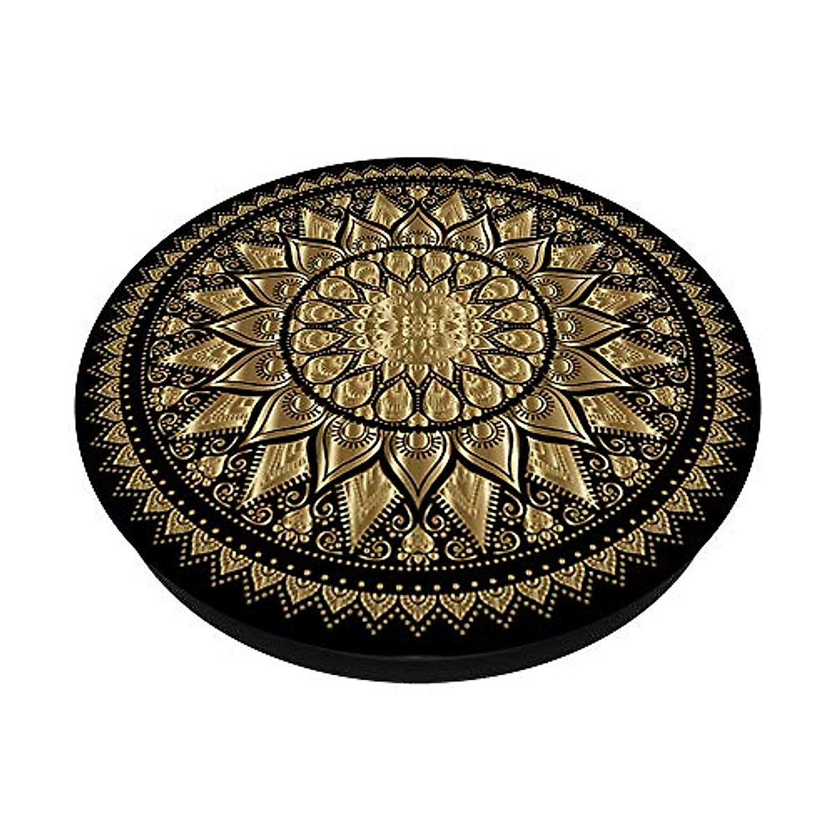 Festive Sun Mandala with Golden and Black Pattern PopSockets PopGrip: Swappable Grip for Phones & Tablets