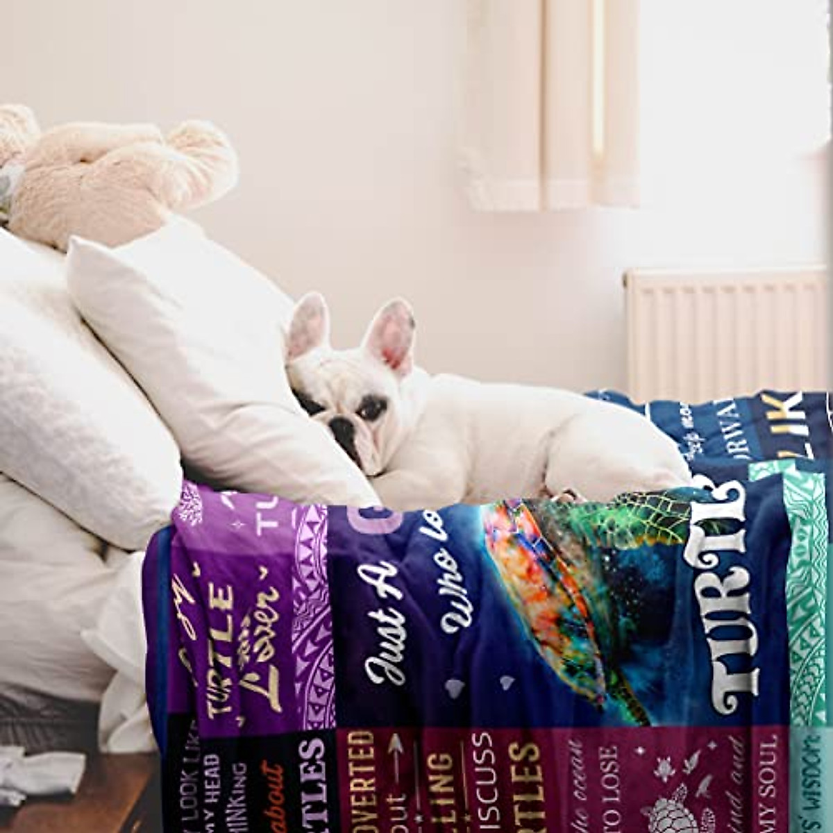 Solzien Turtle Blanket 60"x50", Turtle Gifts, Sea Turtle Gifts for Women, Turtle Ornament, Turtle Gifts for Turtle Lovers, Turtle Ornament, Turtle Birthday Decorations, Turtle Themed Gifts for Women