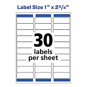 Avery Removable ID Labels, Sure Feed Technology, Removable Adhesive, 1" x 2-5/8", 750 Labels (6460)