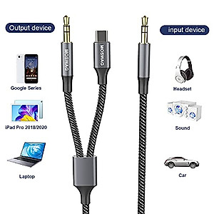 MOSWAG 2 in 1 3.5mm Aux Cable to 3.5mm Audio Aux Jack Cable 3.28FT/1M with USB C to AUX Cable Audio Auxiliary Input Adapter Male to Male AUX Cord for Headphones,Car,Home Stereos,Speaker