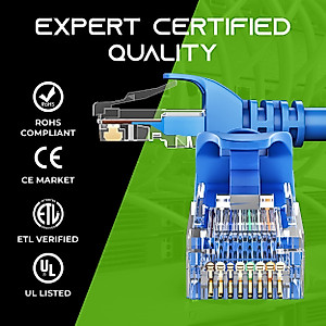 GearIT 50-Pack Cat6 Patch Cable 0.5 Foot / 6 Inches Cat 6 Ethernet Cable Snagless Flexible Soft Tab - Preimum Series - Blue