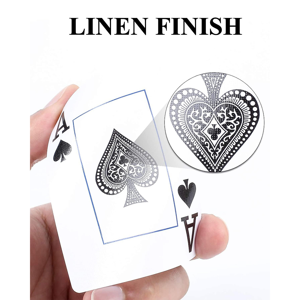 Teskyer 2 Pack Large Print Playing Cards, Poker Size Large Index Deck of Cards, Linen Finish Surface, Pattern A
