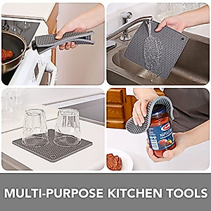 Joyhalo Trivets for Hot Dishes - Hot Pads for Kitchen, Silicone Pot Holders for Hot Pots and Pans, Silicone Mats for Kitchen Countertops, Table, Flexible Easy to Wash and Dry, Grey