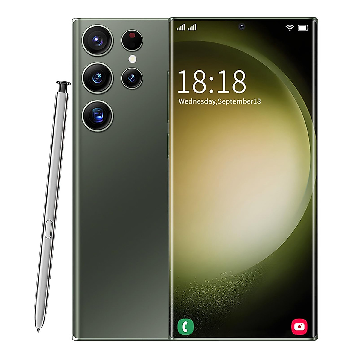 WV LeisureMaster C23+5G Cell Phone with Tool Pen, Android Smartphone, 6GB+256GB Full Netcom Unlocked Phone, Support Dual SIM Dual Standby Face Recognition 6000mAh Ultra Long Life Battery.(Green)