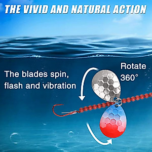 Walleye Harness Spinner Rig, 5 Packs Walleye Rig Fishing Making Kit Colorado Blades Mono Leader Hooks Clevises Beads (Mixed-10Packs)