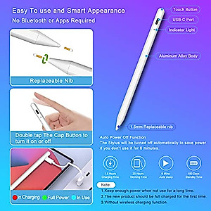 Stylus Pen for Apple iPad Pencil: iPad Pen Stylus with Palm Rejection Compatible with 2018-2023 Apple iPad 10th 9th 8th 7th 6th iPad Pro 11 inch 12.9 inch iPad Mini 5th 6th iPad Air 5th 4th 3rd Gen
