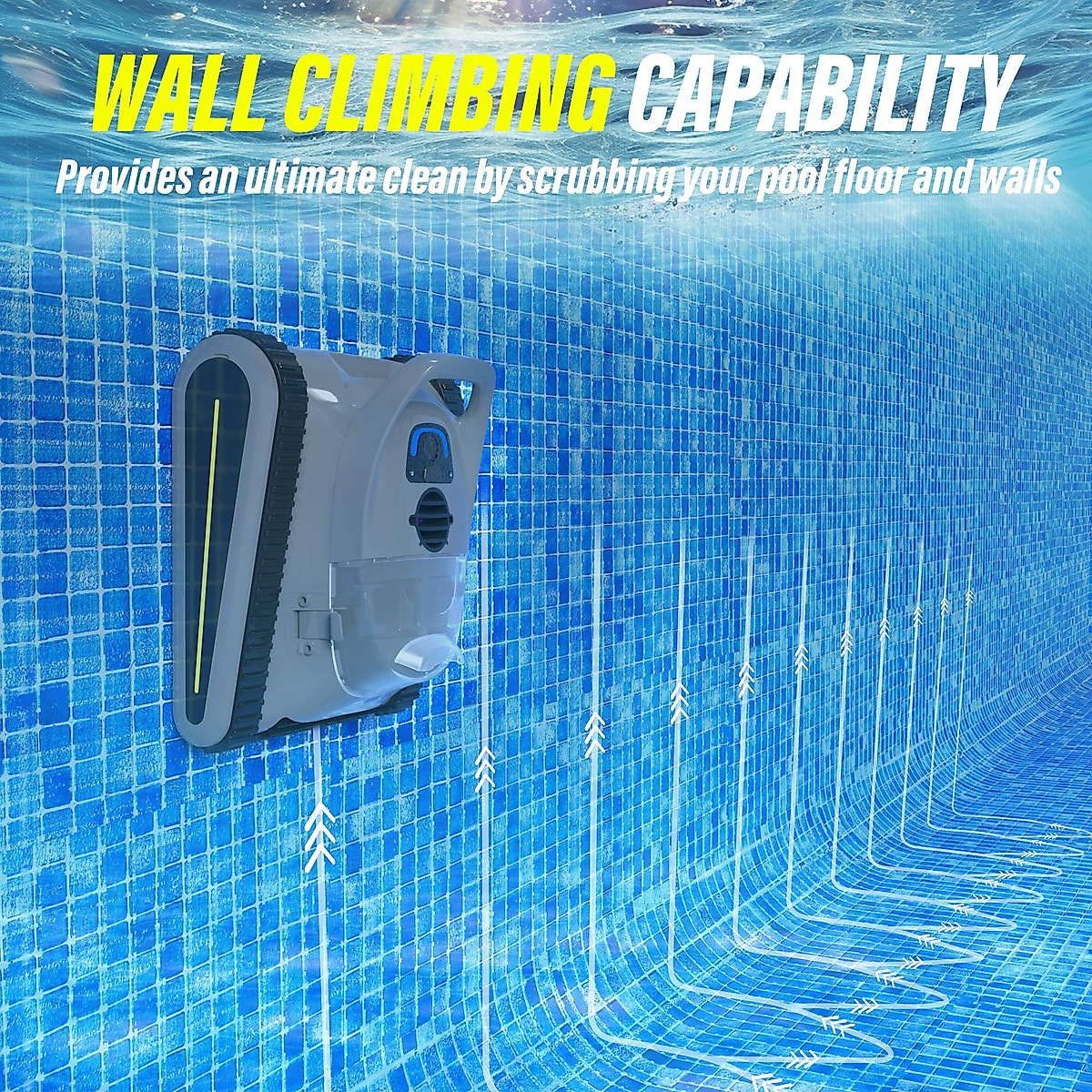 Seauto New Crab Cordless Robotic Pool Vacuum Cleaner Waterline Cleaning, Wall-Climbing, Intelligent Route Planning