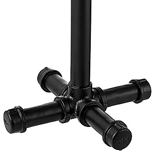 MyGift Industrial Tabletop Hat Rack, Rustic Burnt Solid Wood and Black Metal Pipe Cap and Wig Display Stand