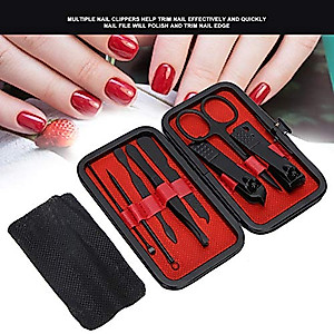 8pcs Manicure Set, Stainless Steel Material High Hardness Mens Grooming Kit, Eyebrow Scissors Nail Clipper Acne Needle Pedicure Kit, for Trim Nail Edge