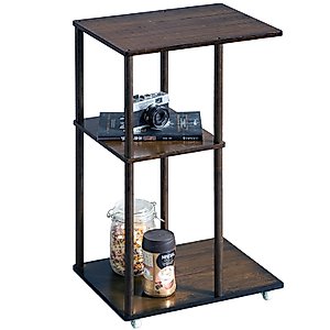 Bamboo Rolling Nightstand End Table - 3-Tier Side Table with Modern Design for Home, Bedroom, Office, and Dorm - Versatile Bedside Furniture and Accent End Table Chest