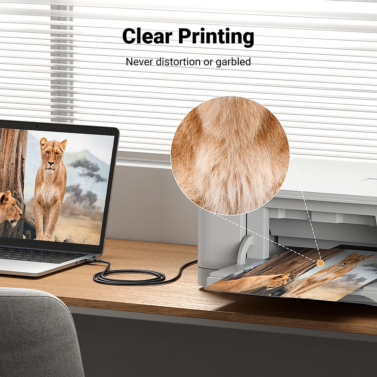 UGREEN USB Printer Cable - USB A to B Cable, 2.0 USB B Cable High-Speed Printer Cord Compatible with Hp, Canon, Brother, Samsung, Dell, Epson,Xerox, Piano, Dac, and More 6.6 FT