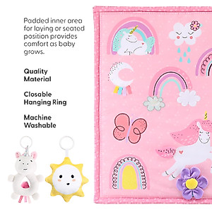 The Peanutshell Baby Girl Play Gym & 7-in-1 Play Mat - Playmat Baby Toys 0-6, 6-12 Months Tummy Time Mat with Hanging Toys, Soft Padded Mat for Newborns, Infants - Rainbow Paradise