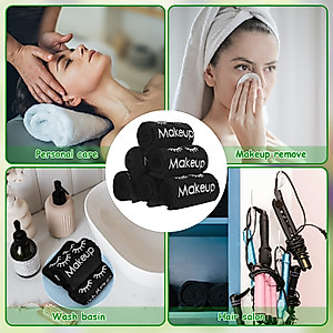 12 Pieces Cotton Makeup Towels Black 13x13 Inches Makeup Washclothes for Face Reusable Makeup Remover Towels Facial Cleansing Wash Cloths Women Face Towel Absorbent Cosmetic Towel (Cute Style)