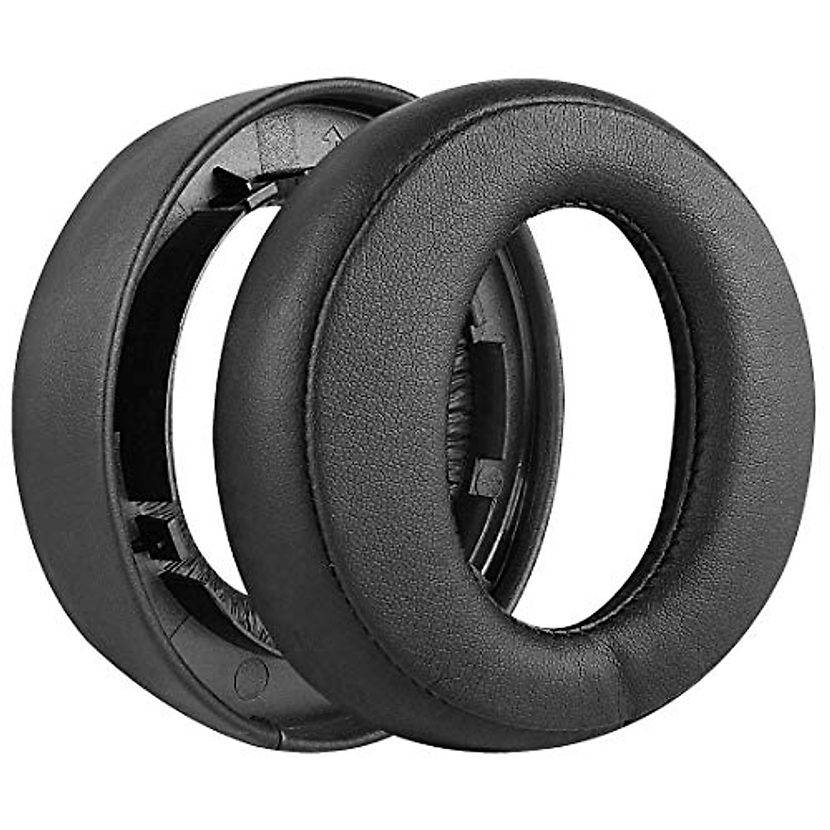 Geekria QuickFit Protein Leather Ear Pads Replacement for Sony Playstation Platinum Wireless Headset, PS4 Platinum Wireless Headphones Earpads, Headset Ear Cushion Repair Parts (Black)