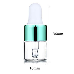 50 Packs,Clear Glass Dropper Bottles With Colorful Lids Perfume Sample Vails Essential Oils Bottles With Glass Eye Dropper For Travel DIY Cosmetic Liquids (1ml(1/4 Dram))