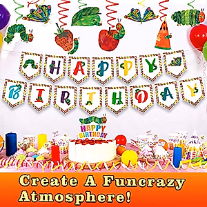 Very Hungry Caterpillar Birthday Decorations Set - Kids Reading Story Theme Swirls Streamers Garland Banner and Cake Topper Party Supplies