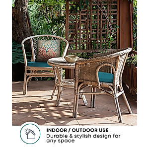 Honeycomb Indoor/Outdoor Textured Solid Teal Rounded Seat Cushion: Recycled Fiberfill, Weather Resistant, Comfortable and Stylish Pack of 2 Patio Cushions: 21” W x 18.5” D x 2.5” T