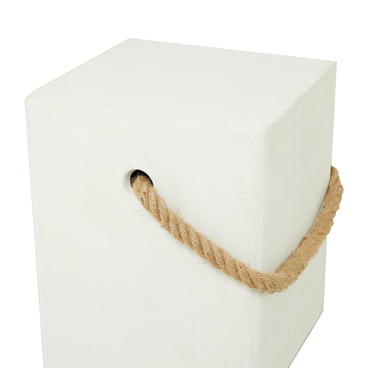 Deco 79 Magnesium Oxide Lightweight Outdoor Accent Table with Rope Handle, 15" x 15" x 18", White