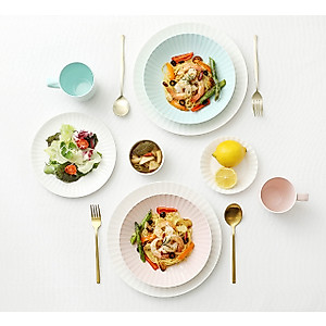 ZEN Pleats Porcelain Salad Pasta Bowls 28oz Set of 6 (Mixed Color)