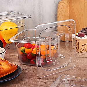 10 Pack 1/6 Size Clear Food Pan Lids Polycarbonate Universal Handled Food Pan Lid plastic Pan Lid with Handle Restaurant Commercial Hotel Food Pan Cover 6.9 x 6.3 Inch for Food Fruits Vegetables