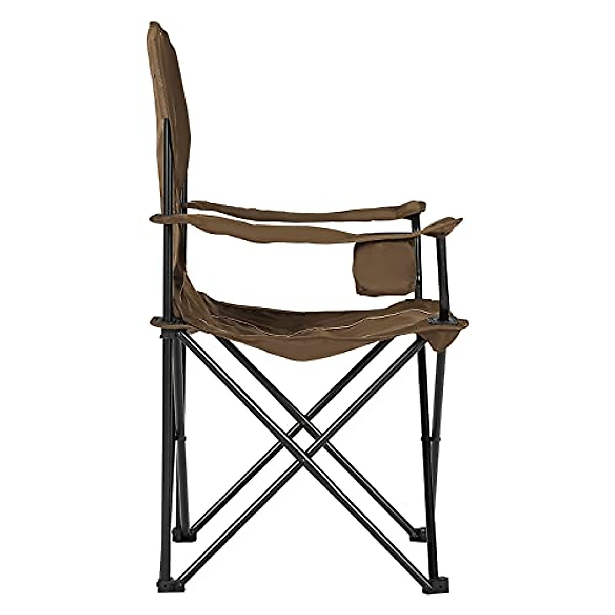 TIMBER RIDGE Collapsible Armrests Cup Holder & Carry Mat & Pet Leash Heavy Duty Foldable Chair for Outdoor Lounge Lawn Beach, Support 300 lbs, Earth Brown