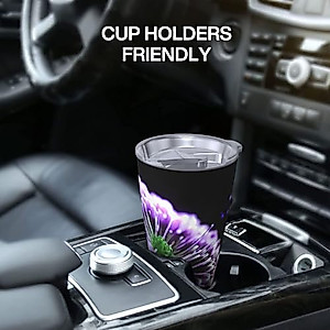 jshmgchw 3d Violet Green Glow 20oz Tumbler, Car Cup With Lid And Straw, Spill-Proof, Stainless Steel Double Wall Vacuum Insulated Reusable Coffee Travel Mug, For Cold Drinks, Hot Beverage