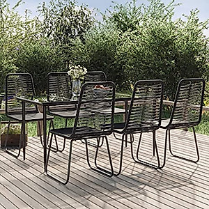 WFAUIBR Dining Set 7 Piece Patio,Patio Furniture Set,Lawn Chairs Set ，for Bedroom, Office, Teaching Building, Library, Flower Shop, Porch，Black/B,7 Piece 63"