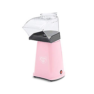 GreenLife Electric Popcorn Maker Hot Air Popper, Corn Kernal Measuring and Butter Melting Tray, Easy one Switch, Pink