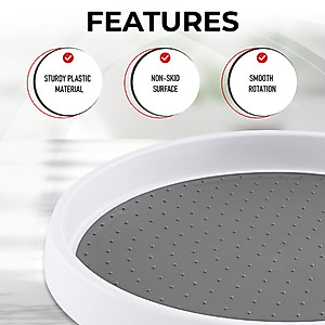 Oizeir 10 Inch Lazy Susan Set of 4 - Non-Skid Turntable for Cabinet to Maximize Storage and Simplify Accessibility in Kitchen, Bathroom, and Pantry Spaces (White)