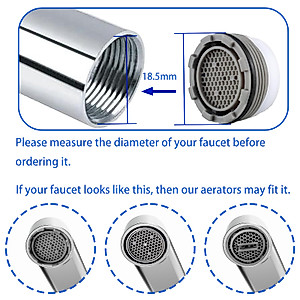 5PCS Faucet Aerator with 1PCS Faucet Cache Aerator Removal Tool, 24mm Sink Aerator Water Saving Flow Restrictor Set Replacement Part for Bathroom or Kitchen Faucet