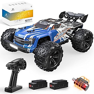 DEERC Fast Brushless RC Car for Adults, Max 42mph with 3S(not included), 1:16 4x4 High Speed RC Truck with 2 Lipo Batteries,All Terrains RC Monster Truck, Off Road Electric Vehicle Gift