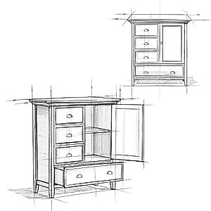 SIMPLIHOME Redmond SOLID WOOD 39 inch Wide Transitional Medium Storage Cabinet in Rustic Natural Aged Brown with 3 Small Drawers, 1 Large Drawer