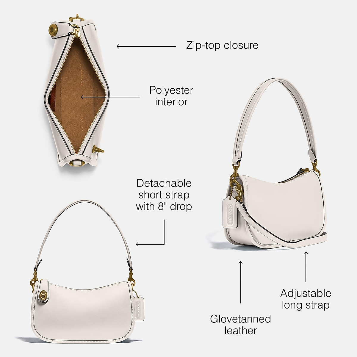 Coach The Coach Originals Glovetanned Leather Swinger, Chalk