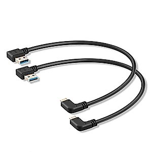 USB C 90 Degree Right Angle Cable Extension USB 3.0 Type c Cable Left & Right Angle Male by Oxsubor(20CM,8IN)(2 Pack)