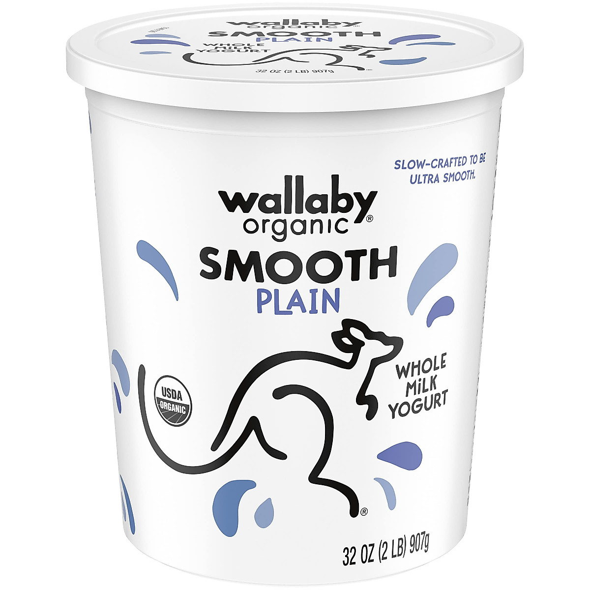 Wallaby Organic Aussie Smooth Whole Milk Regular Yogurt, Plain, USDA Organic, 32 oz.