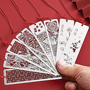 Creative Metal Bookmark, Chinese Retro Style Hollow Bookmark for Art Craft/DIY Photo Album/Notebook/Gifts/School Supplies(B)