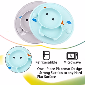 Baby Silicone Plate, Toddler Suction Plates Mini Plate Placemat for Kids and Infants Self Feeding, BPA Free, Microwave & Dishwasher Safe