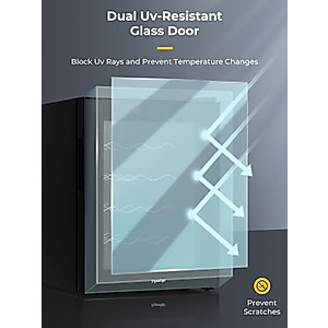 Flyseago Wine Cooler 20 Bottles Eco Friendly Smart Control Wine Cellar with Digital Display Under Counter No Assembly Freestanding Wine Refrigerator Double Glass Door for Bar, Kitchen, Hotel, Rv¡­