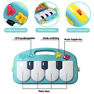 Baby Play Mat Activity Gym with Kick Piano Keyboard, Baby Jungle Gym Mat Designed with Colorful and Detachable Baby Toys in Activity Center for Tummy Time Boys and Girls Aged 0 to 3 to 6 12 Months